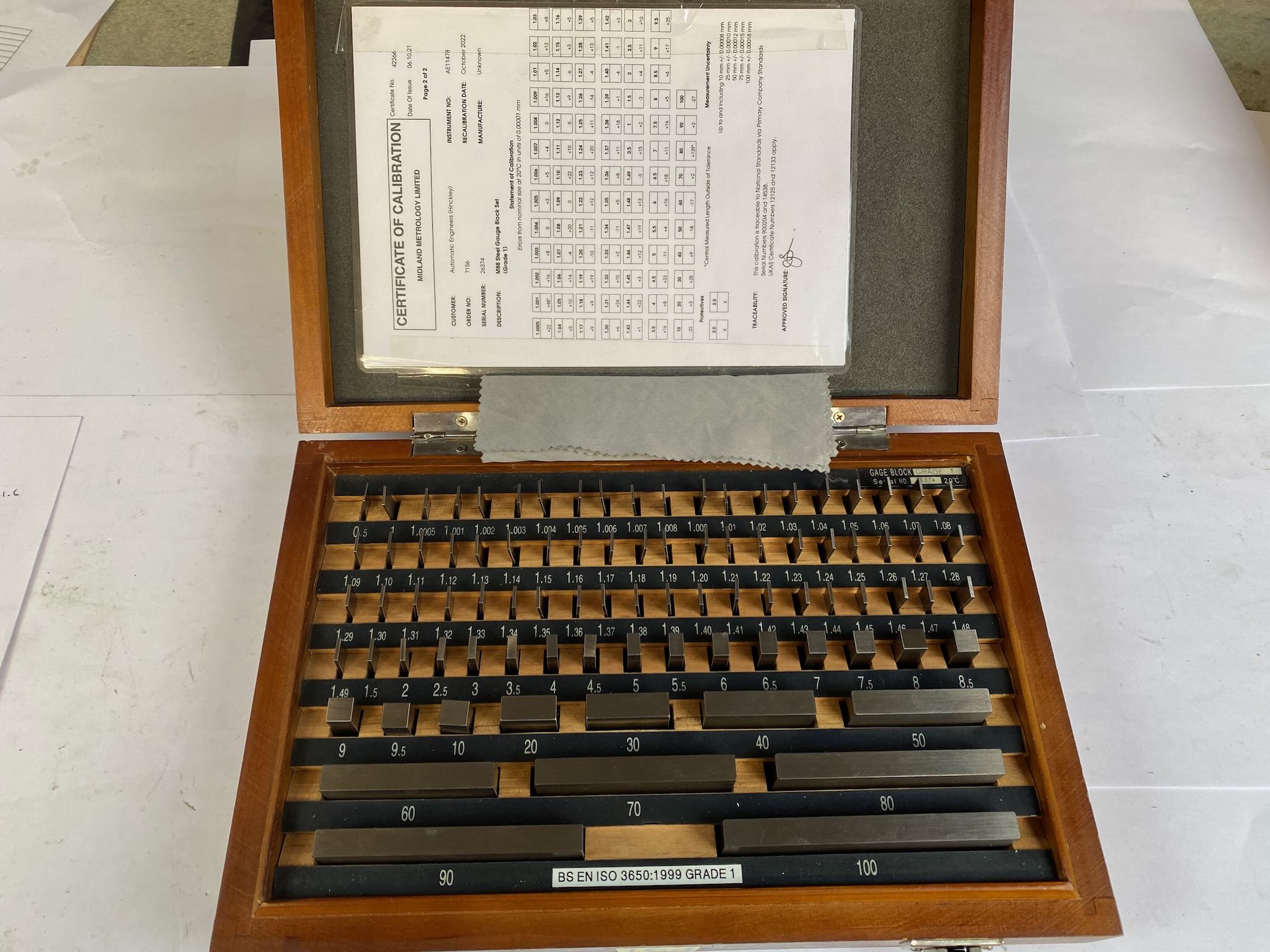 Grade 1 Inspection Gauge Blocks Full Set