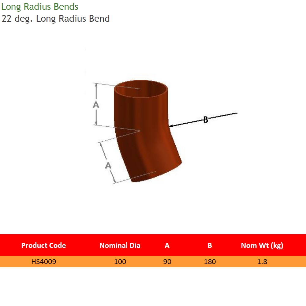 100mm Cast Iron Soil 88 Degree Long Radius Bend