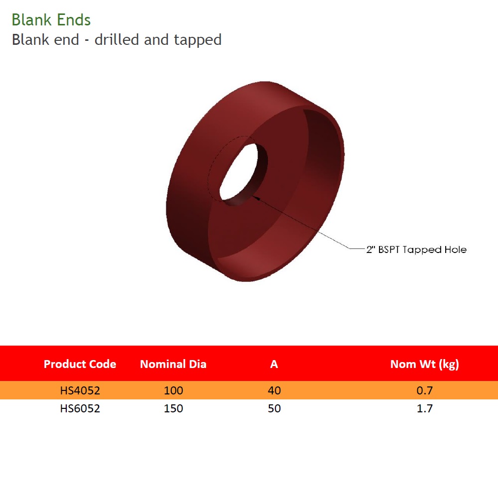 100mm Cast Iron Soil Blank End 2 Inch BSPT