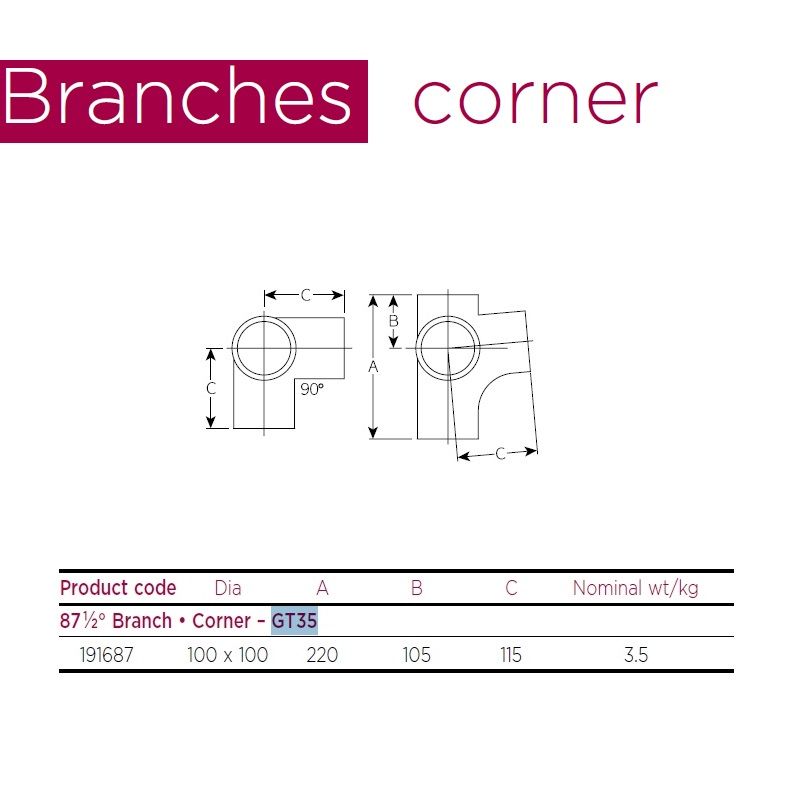 100mm Cast Iron Soil Pipe Corner Swept Branch 87.5 Degrees