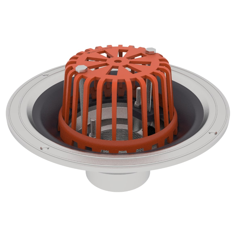 Vortx Vertical Spigot Aluminium Roof Outlet With Dome Grate